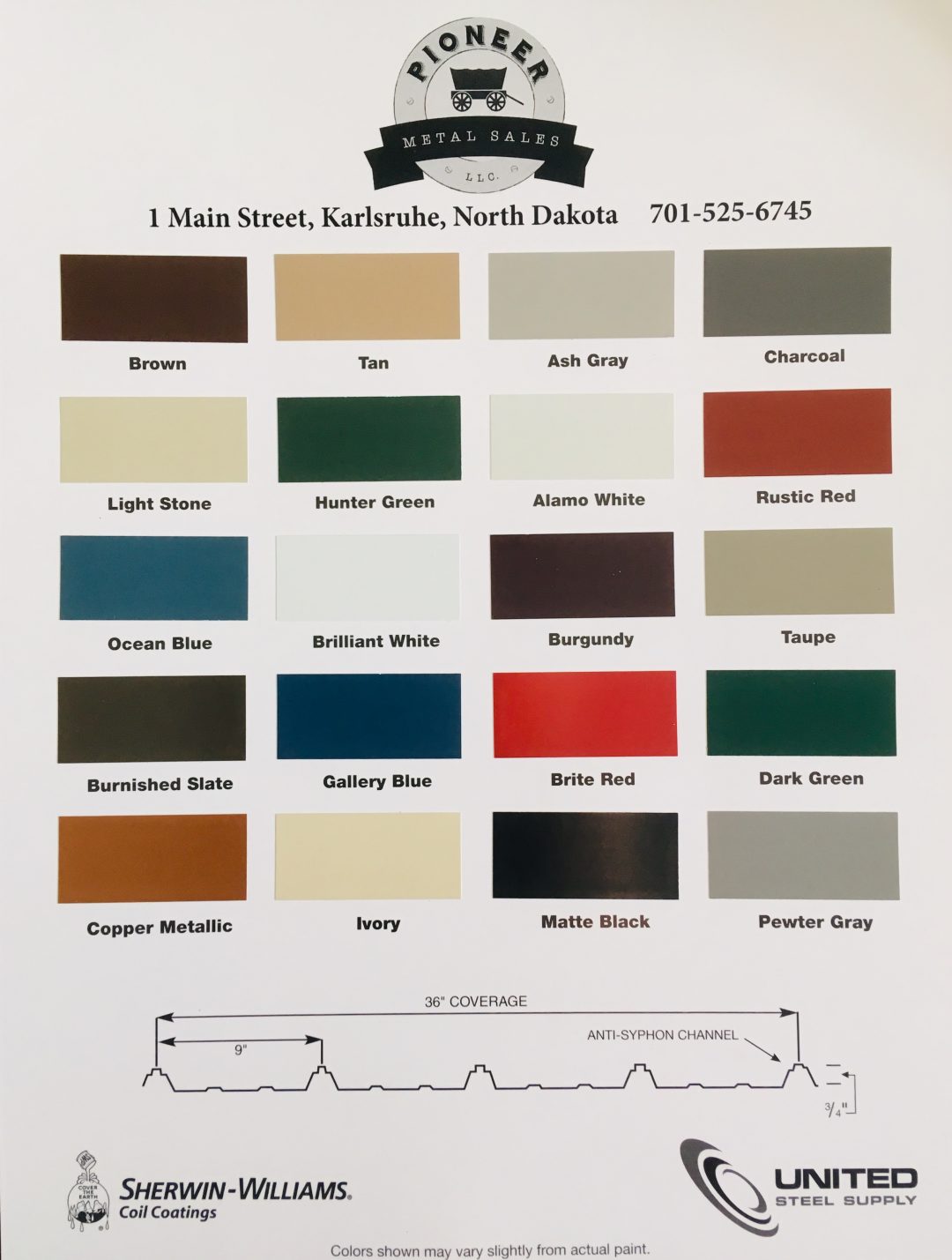 Colors | Pioneer Metal Sales